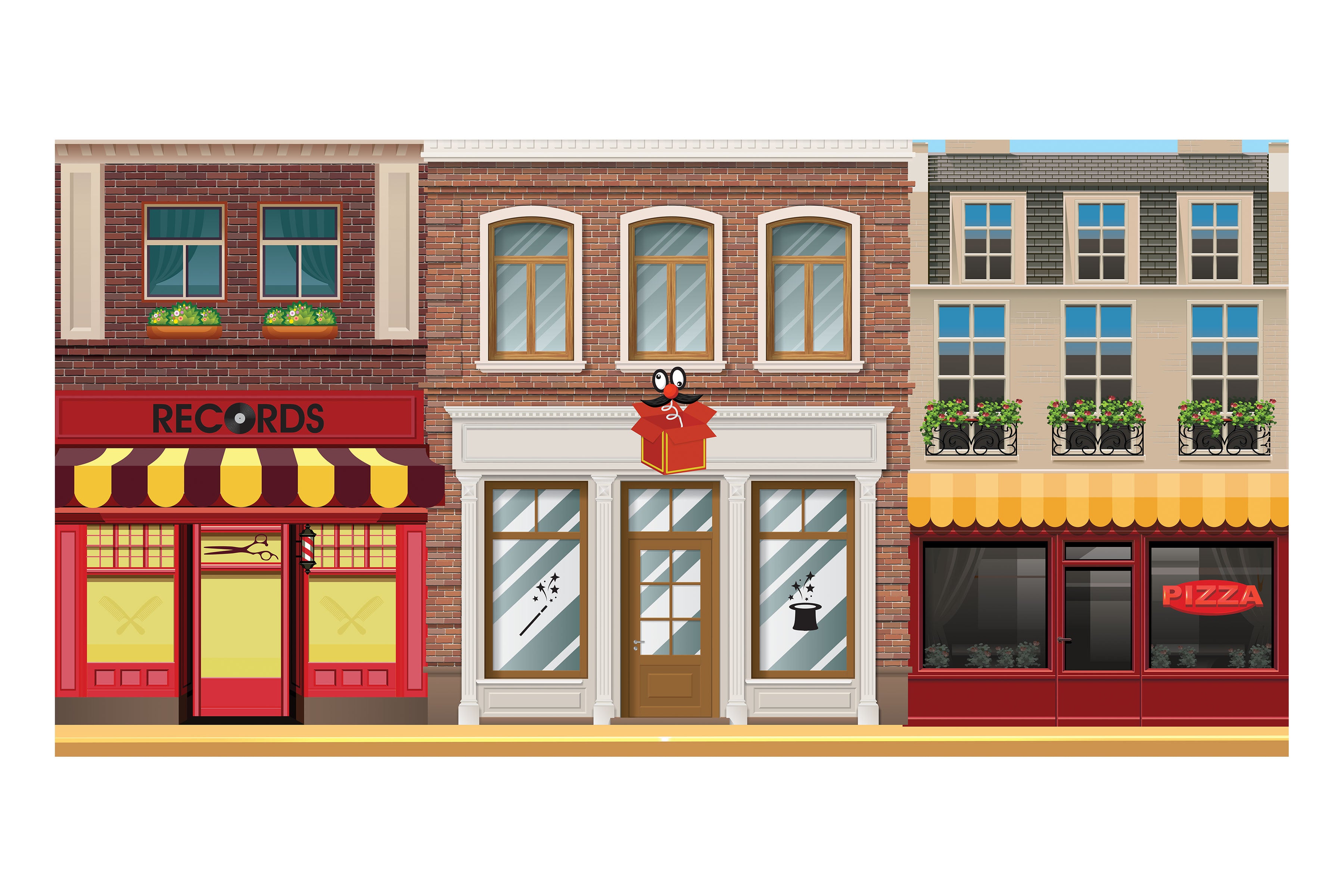 Illustrated Storefronts Theatre Backdrop – Theatre Scenes