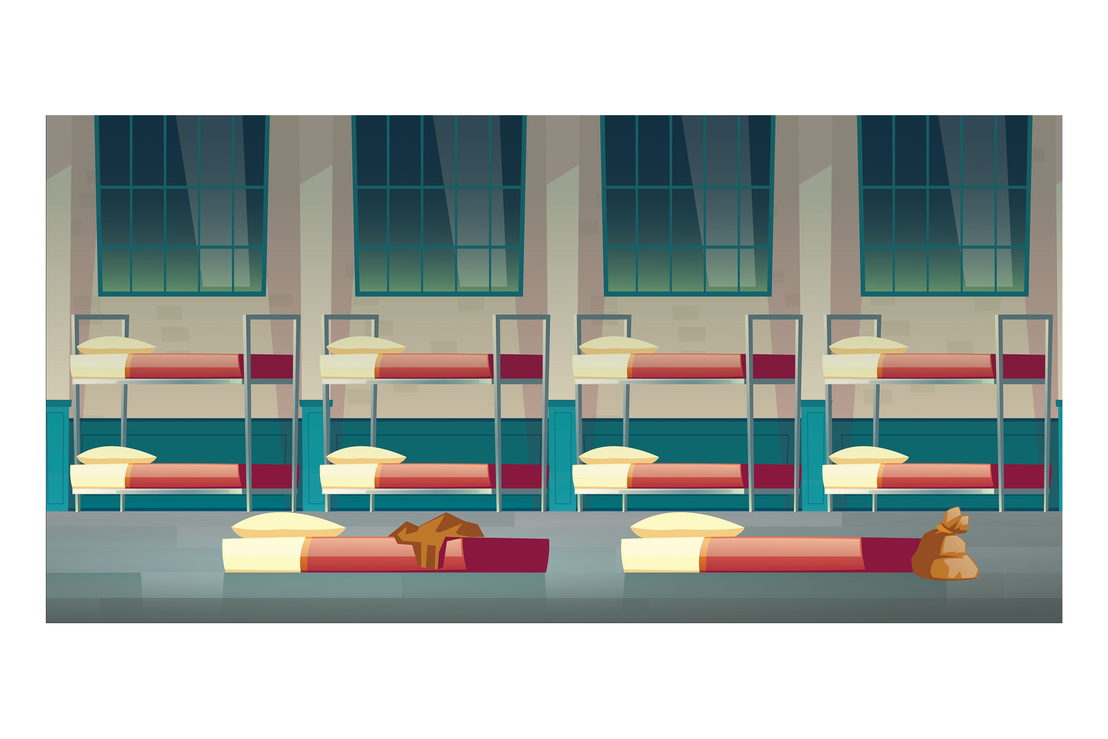 Orphanage Bunk Beds Theatre Backdrop – Theatre Scenes