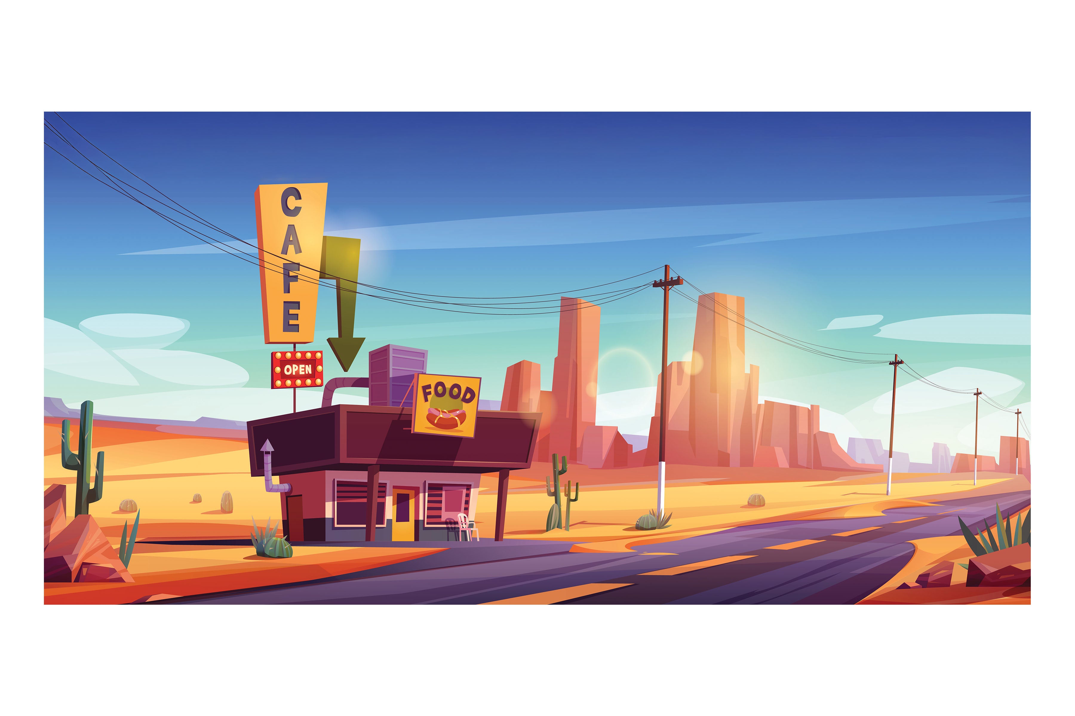 Desert Rest Stop Theatre Backdrop – Theatre Scenes