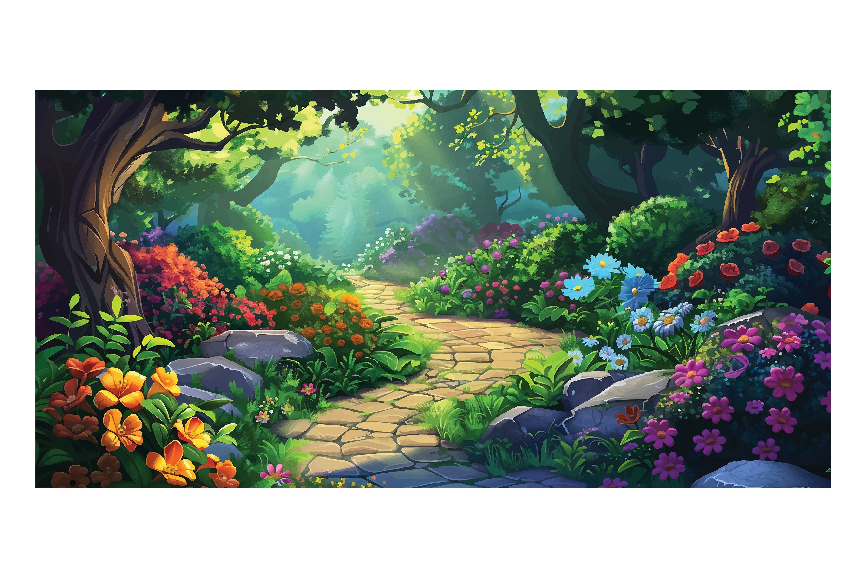 Bright Garden Path Theatre Backdrop – Theatre Scenes